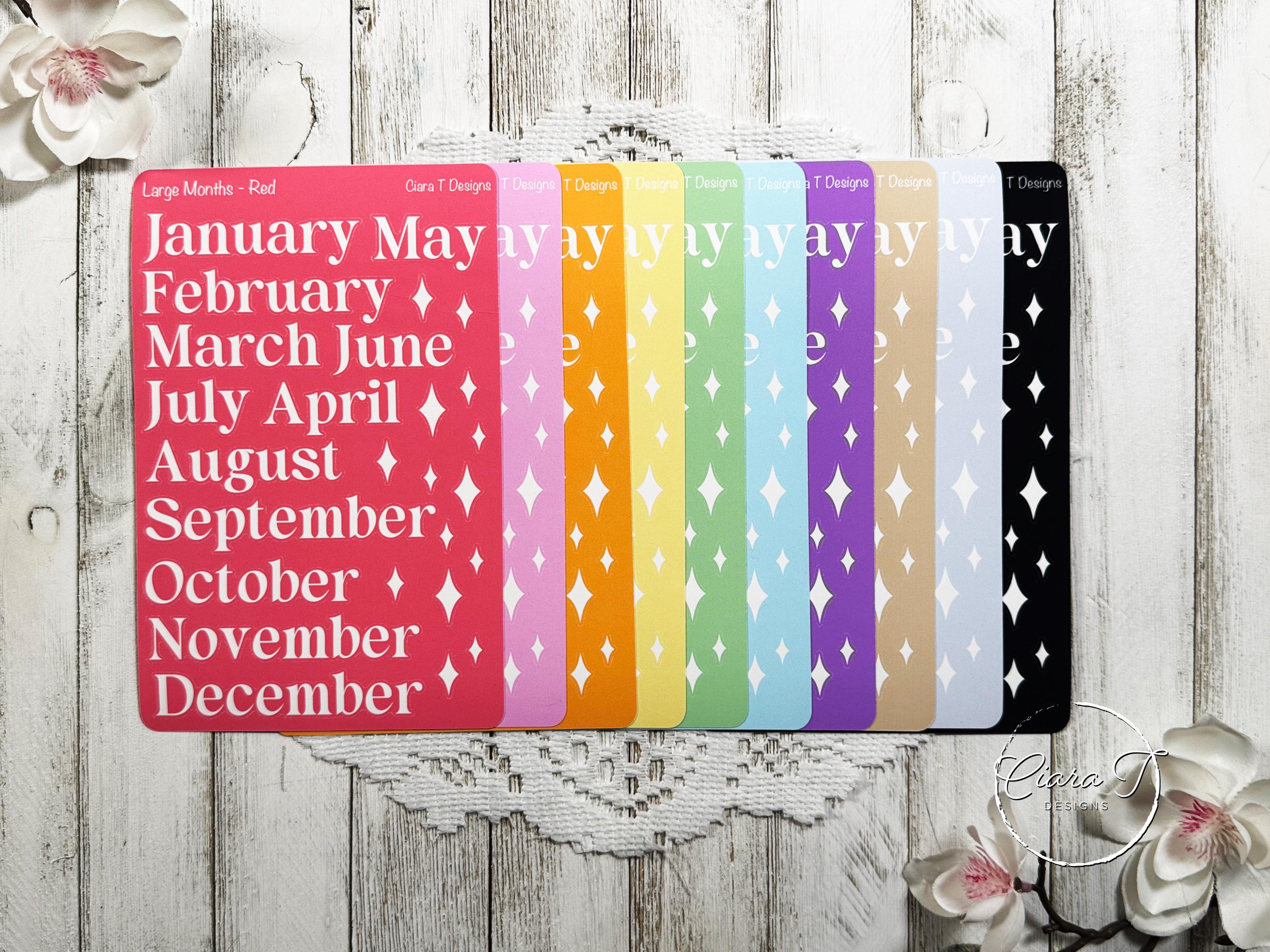 Large Rainbow Background Months of the Year Rainbow Sticker Sheet ...